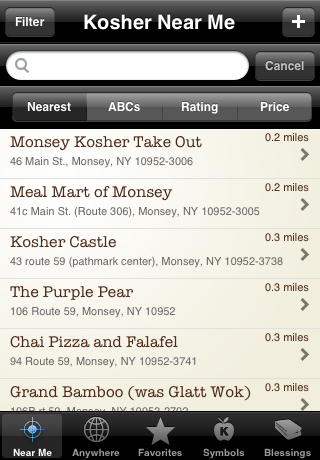 Kosher Restaurants & Symbols for iPhone / iPod Touch
